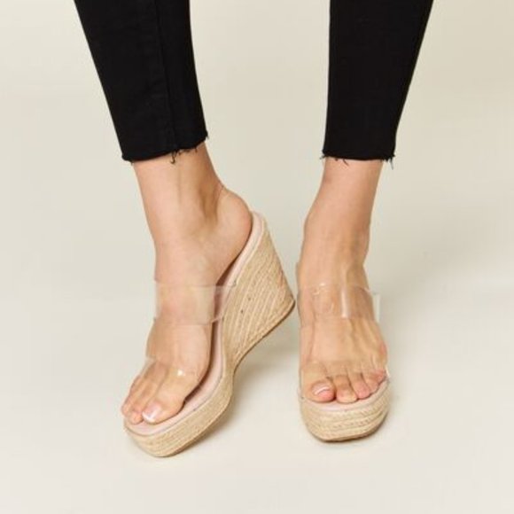 Forever Link | Shoes | Clear Strap Espadrille Platform Wedge Sandals ...